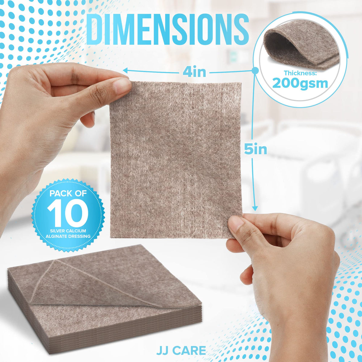 JJ CARE Silver Calcium Alginate Wound Dressing (Pack of 10) 4x5, Calci – JJ CARE USA