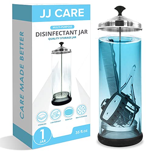 JJ CARE Disinfectant Jar (35 oz) - Barber Jar Glass, Sanitizer Disinfe ...