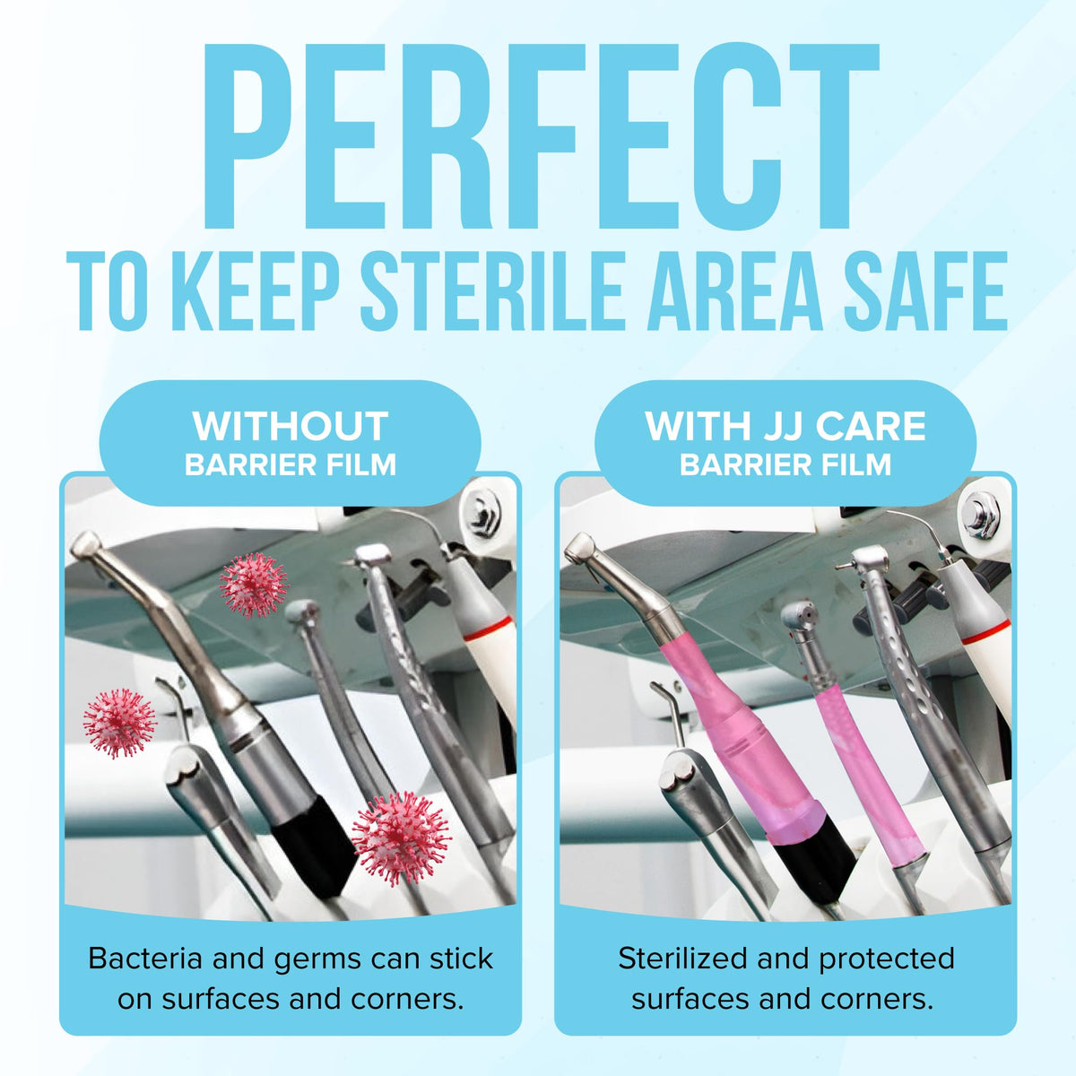 JJ CARE Barrier Film (1500 Sheets) Pink, No Sting Barrier Tape, Protec ...