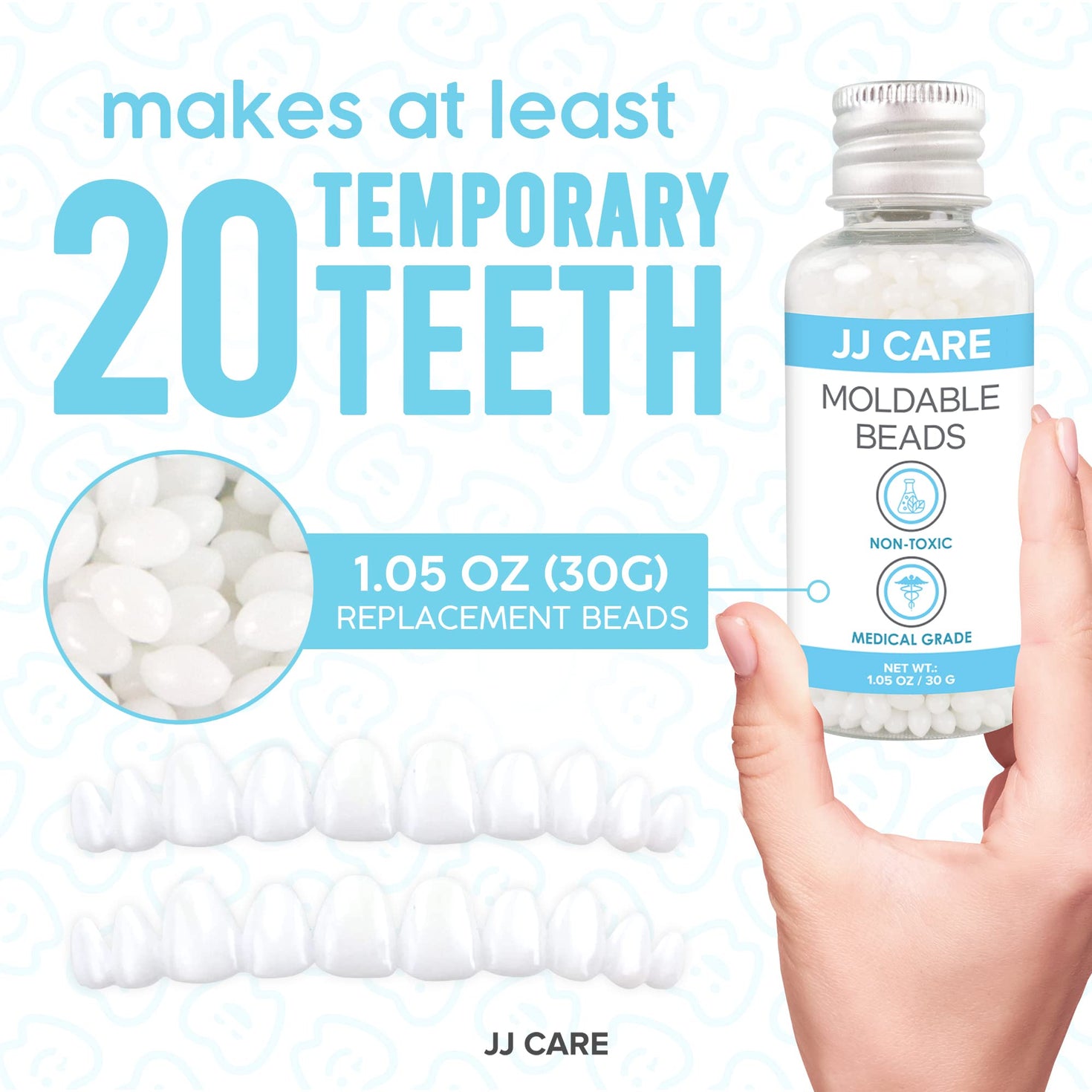 JJ CARE Temporary Tooth Replacement Kit with Dental Tools, Moldable Th ...