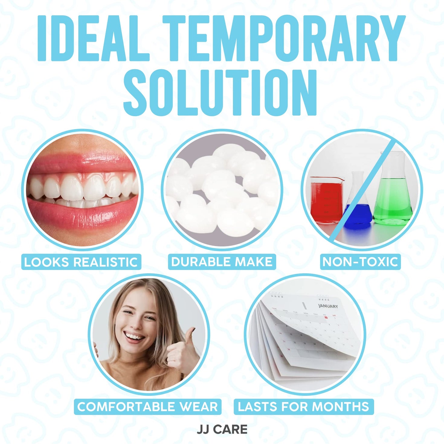JJ CARE Temporary Tooth Replacement Kit with Dental Tools, Moldable Th ...