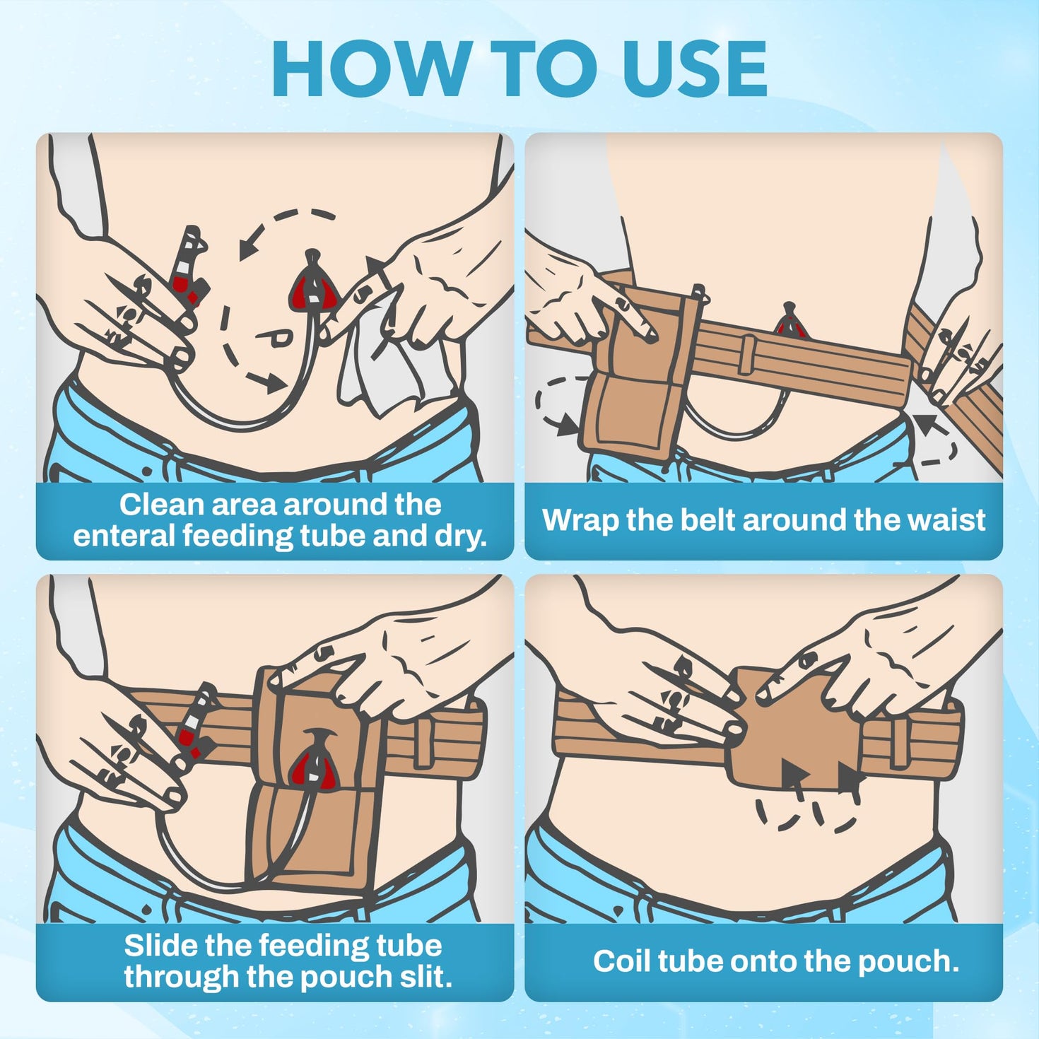 JJ CARE Feeding Tube Belt (Large), Breathable PEG Tube Belt, Nylon Fab ...