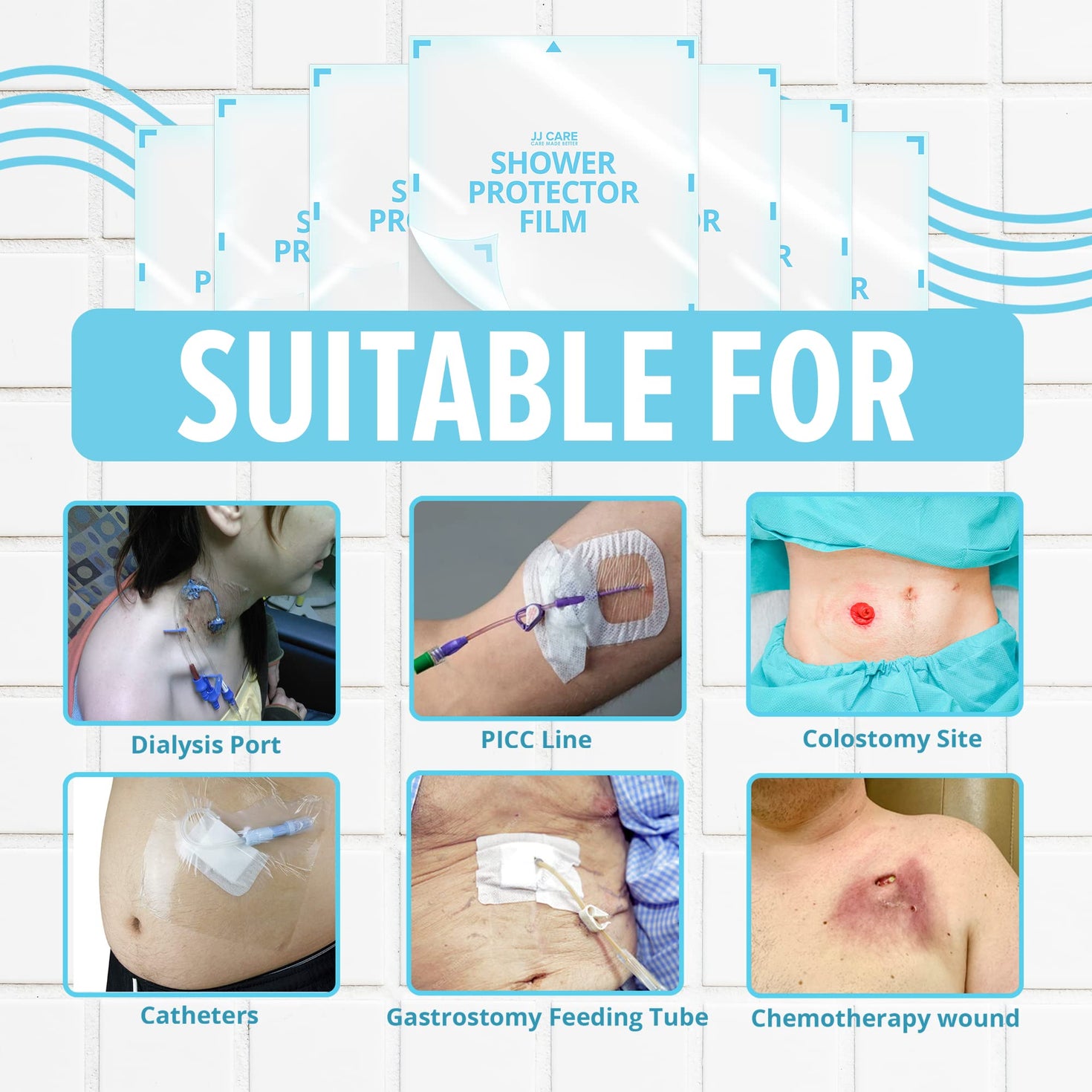JJ CARE Shower Protector 9x9 Dialysis Catheter Shower Cover, PICC Line ...