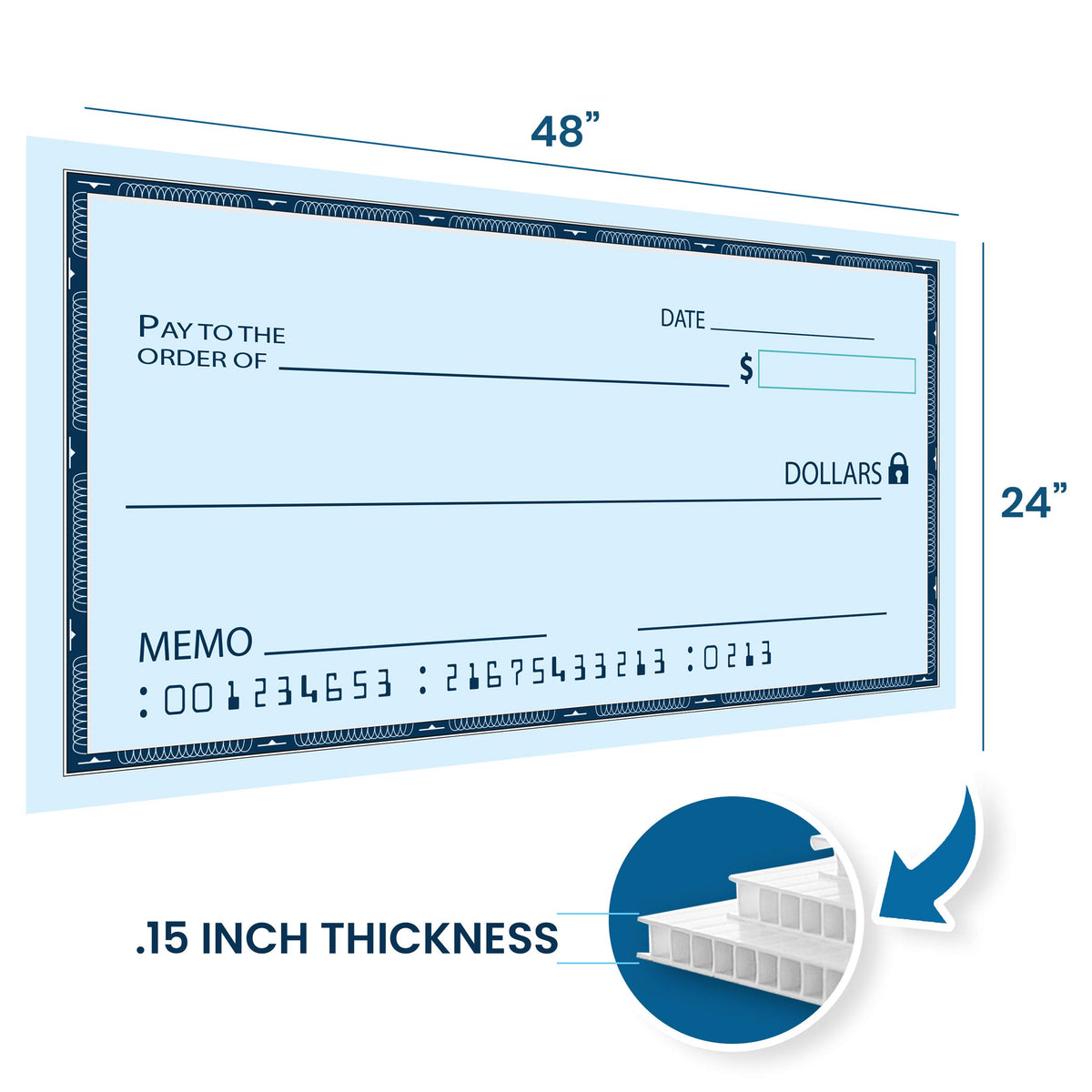 JJ CARE Giant Check [48" x 24"] - Dry Erase Big Checks for Presentatio ...