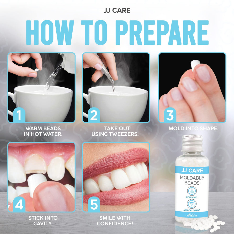 JJ CARE Temporary Tooth Replacement Kit with Dental Tools, Moldable Th ...