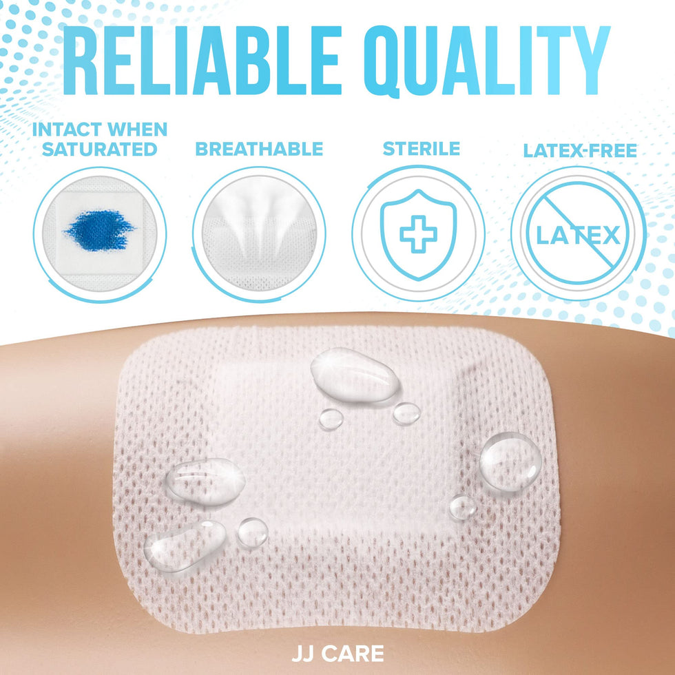 JJ CARE [Pack of 50] Waterproof Adhesive Island Dressing 4” x 4”, Ster – JJ CARE USA